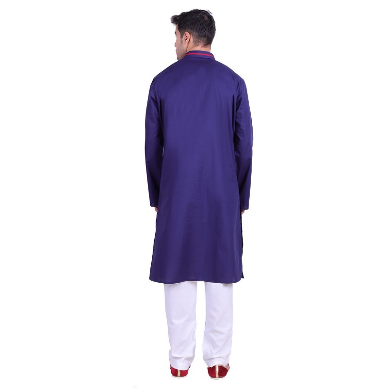Royal Blue kurta for men- Buy designer cotton long kurta for men at shi...