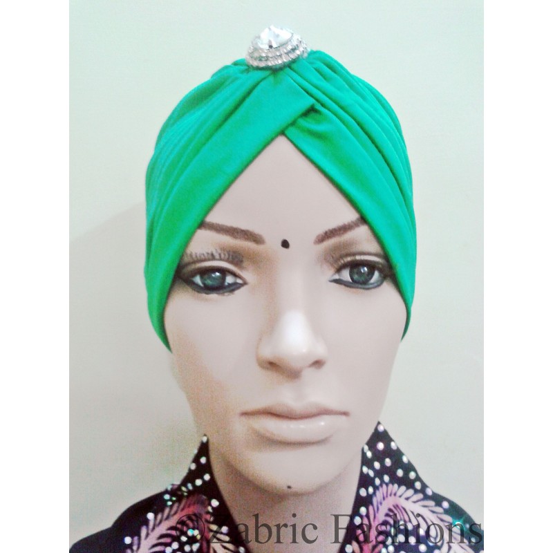 Buy Turban Cap Green colored Cap for women online | Shiddat.com