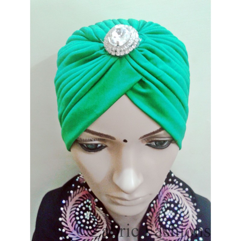 Buy Turban Cap Green colored Cap for women online | Shiddat.com