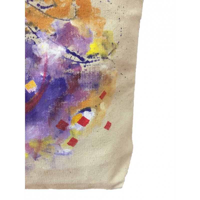 Canvas painted ladies tote bag- Multi colored Arabic calligraphy