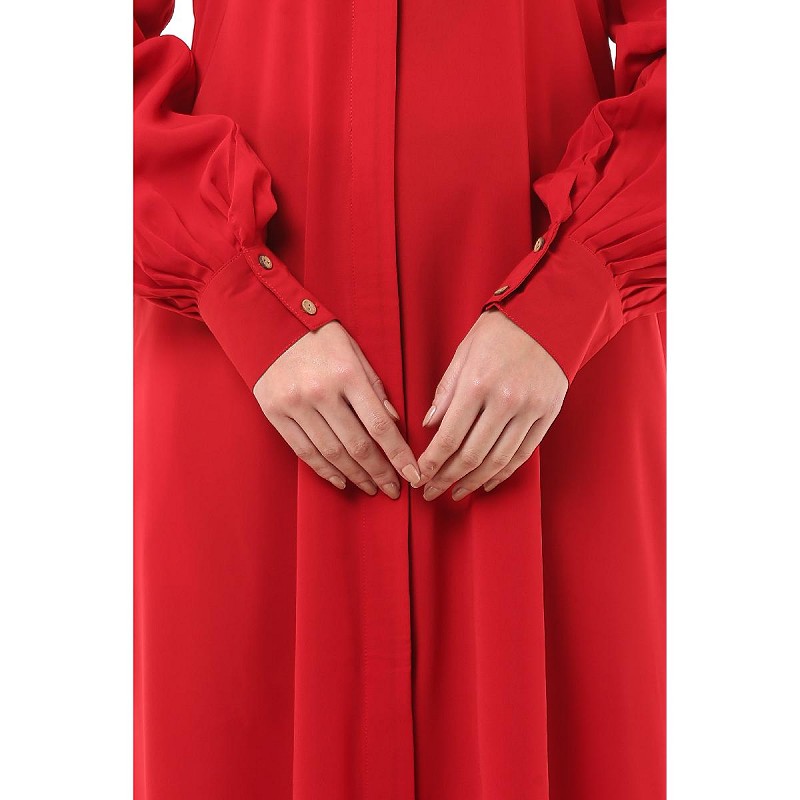 Abaya-Buy front open Red abaya at shiddat.com