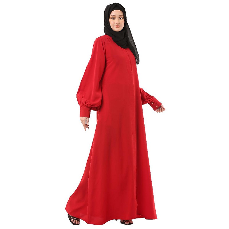 Abaya-Buy front open Red abaya at shiddat.com