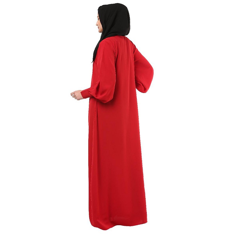 Abaya-Buy front open Red abaya at shiddat.com