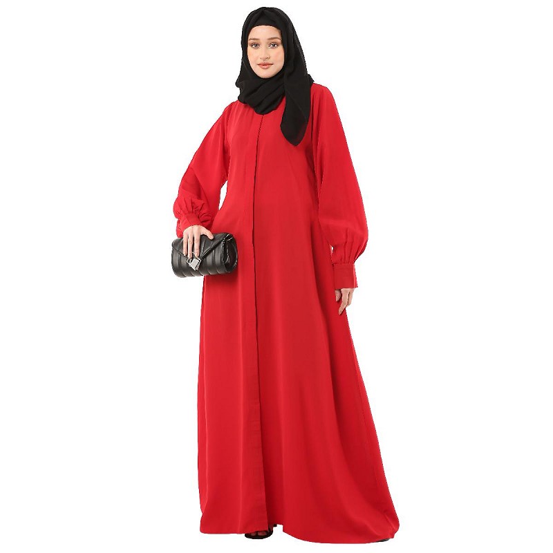 Abaya-Buy front open Red abaya at shiddat.com