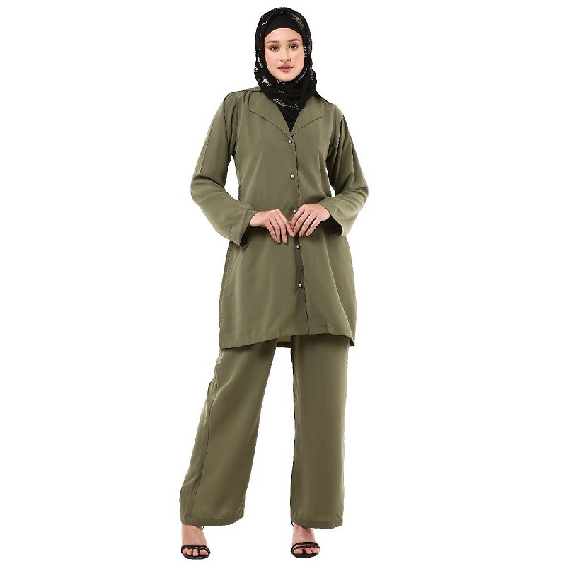 Co Ord-Matching tunic Set in jade green at shiddat.com