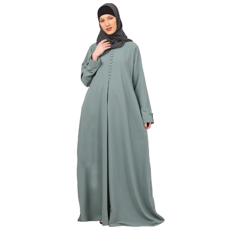 Abaya-Box pleated coat sleeves sky blue abaya at shiddat.com