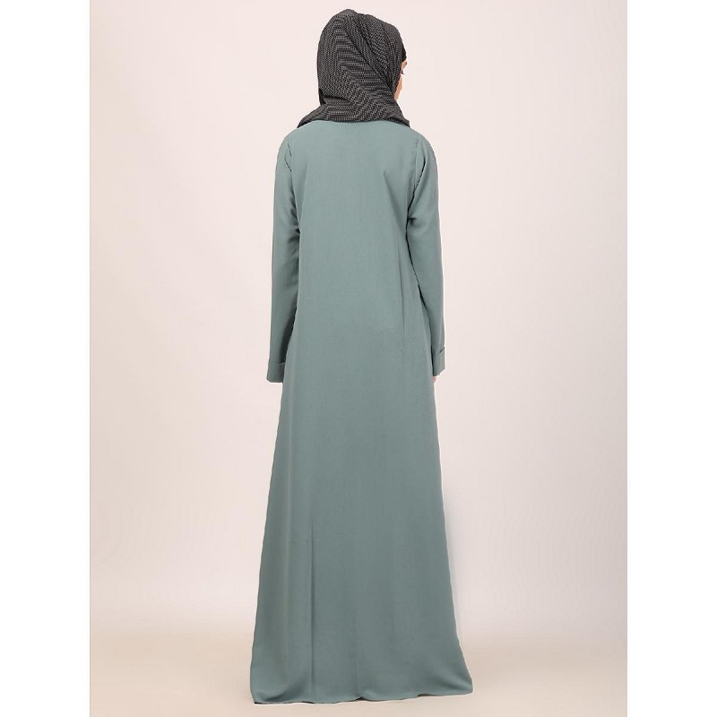 Abaya-Box pleated coat sleeves sky blue abaya at shiddat.com