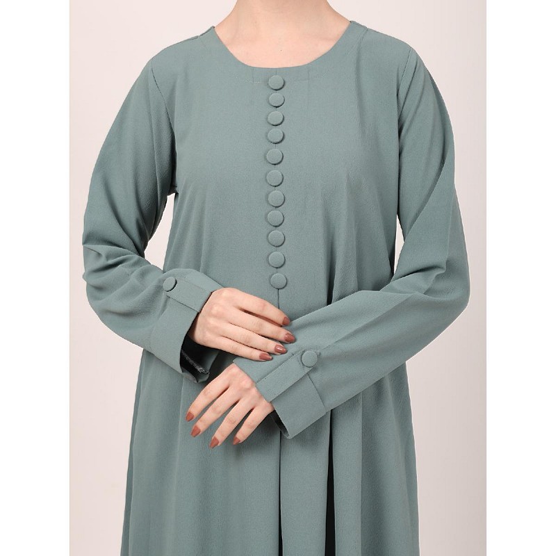 Abaya-Box pleated coat sleeves sky blue abaya at shiddat.com