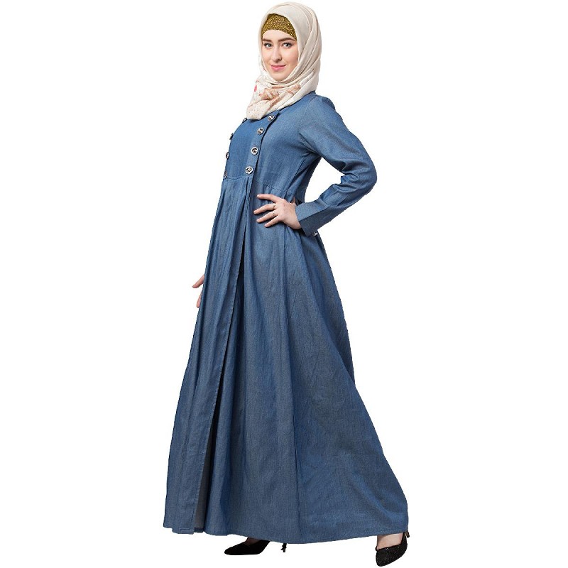 Denim Abaya-Buy Designer Denim abaya at www.shiddat.com