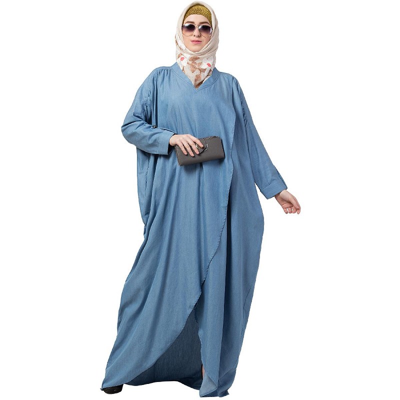 Denim Abaya online- Buy loose fit Denim abaya at shiddat.com
