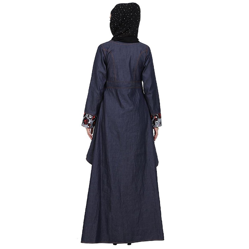 Abaya online-Buy Denim asymmetrical abaya at shiddat.com