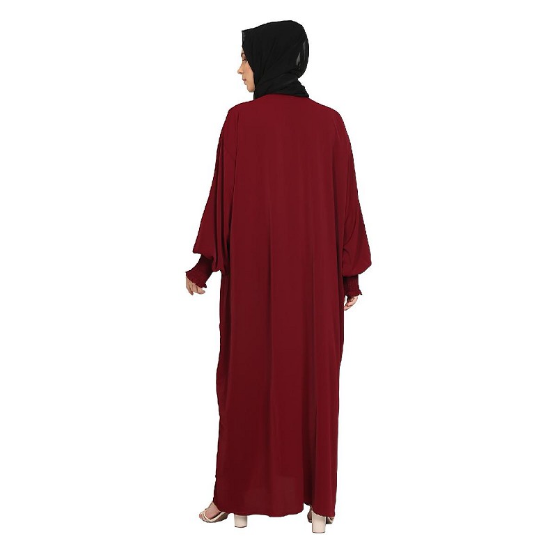 Abaya online- Loose Fit abaya with Ruffled Sleeves at shiddat.com