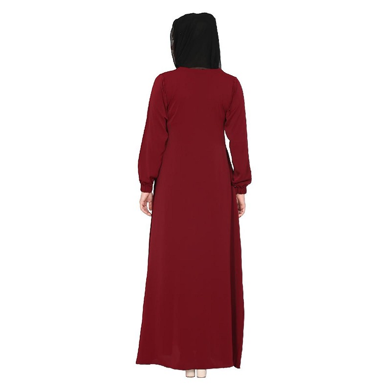 inner abaya-Simple inner abaya in maroon color at www.shiddat.com