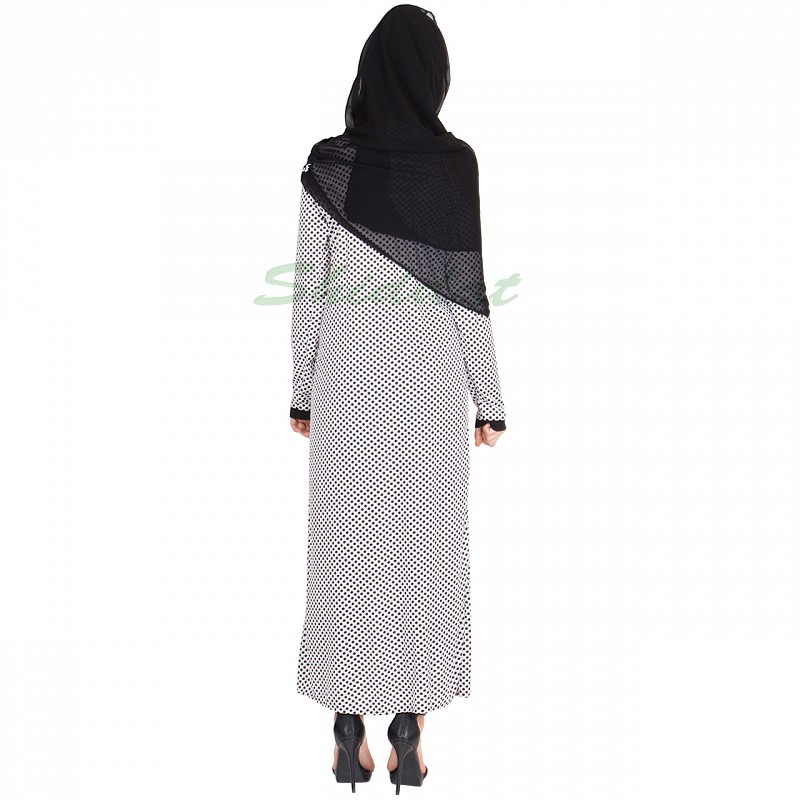 Naqab online- simple abaya with black polka dots for regular use