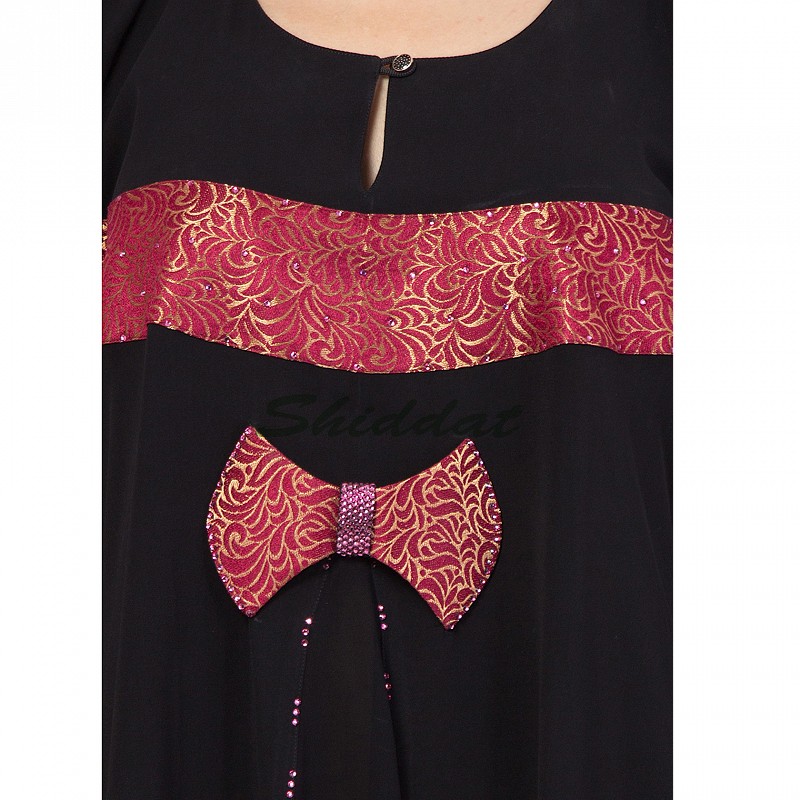 Buy abaya online with kali outing diamond chitta and Red jaccard patti