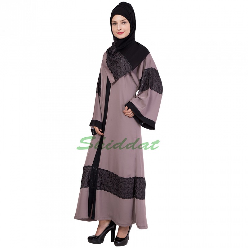 Burka online- Buy dual colored abaya with lace overlay at shiddat.com