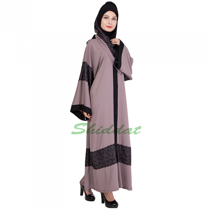 Burka online- Buy dual colored abaya with lace overlay at shiddat.com