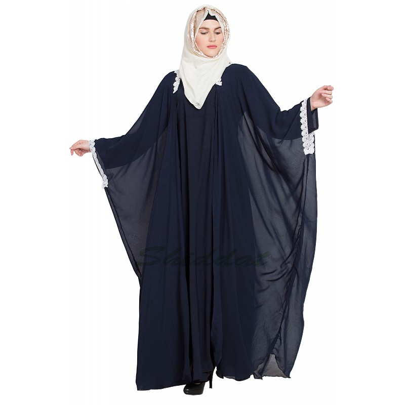 Kaftan abaya- Designer Navy Blue kaftan abaya at www.shiddat.com