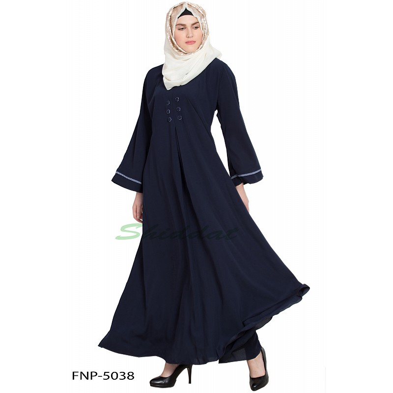 Blue abaya in full-flared | turkish design | Burqa online in India