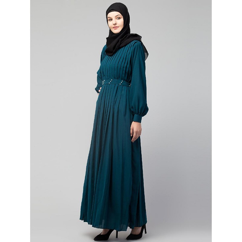black abaya- Designer pleated abaya at www.shiddat.com