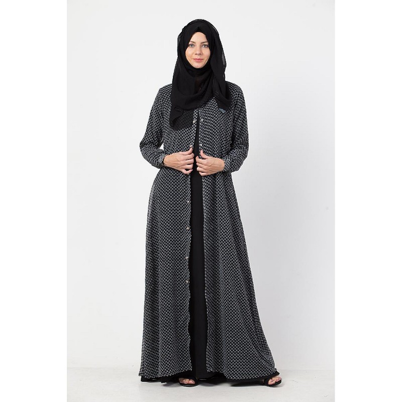 Abaya online- Buy double layered abaya with stonework
