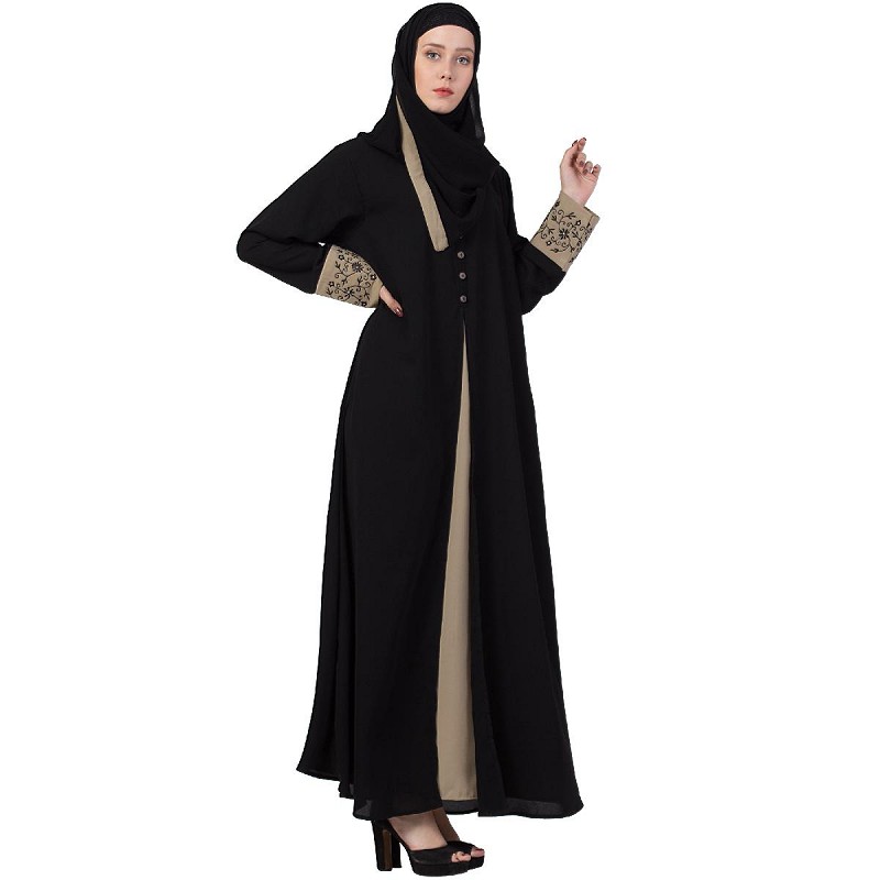 Double Layered Abaya- Buy Double Layered Embroidery abaya at www.shidda...