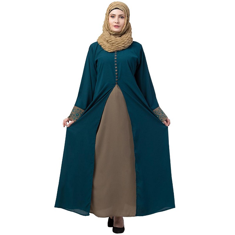 Double Layered Abaya- Buy Double Layered Embroidery abaya at www.shidda...