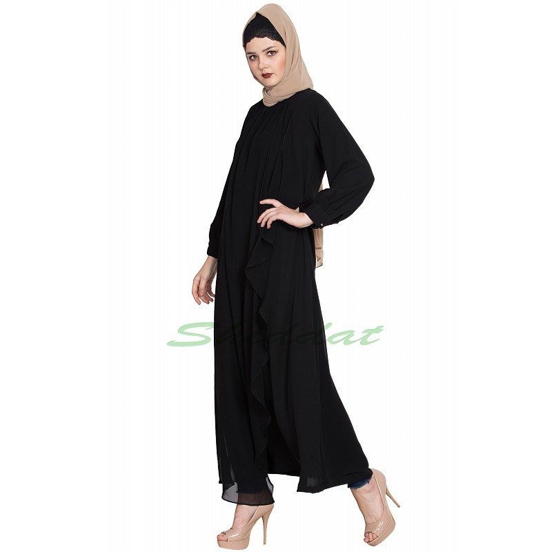 Layered abaya- Buy abaya with attached georgette layer at www.shiddat.com