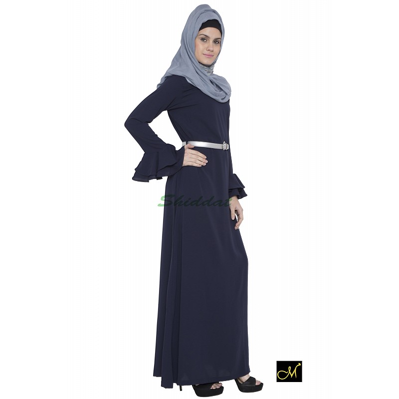 Abaya online- Buy Dark Blue Islamic maxi dress made from koshibo fabric.
