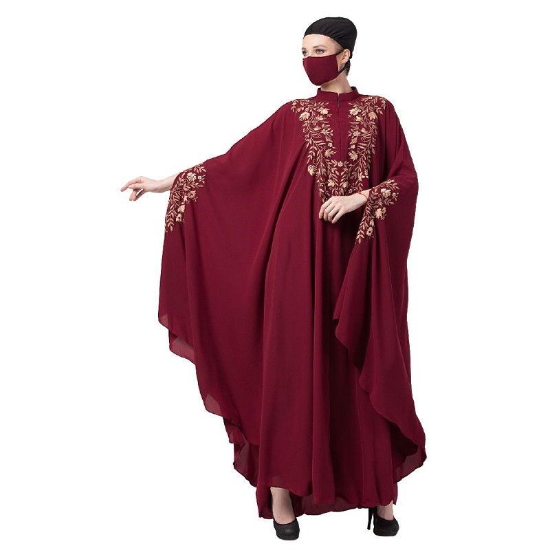 Kaftan abaya- Irani kaftan burqa with embroidery work in Nida Matte fabric