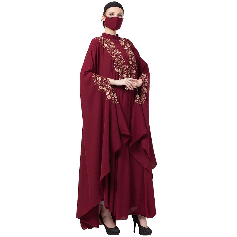 Kaftan abaya- Irani kaftan burqa with embroidery work in Nida Matte fabric