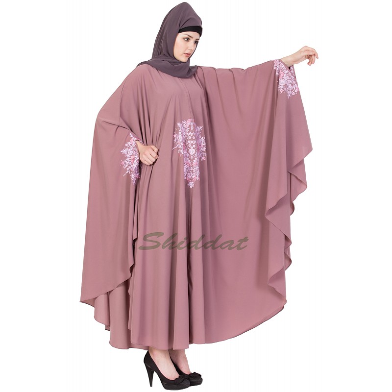 Burqa- Irani kaftan burqa with embroidery work in kashiboo fabric