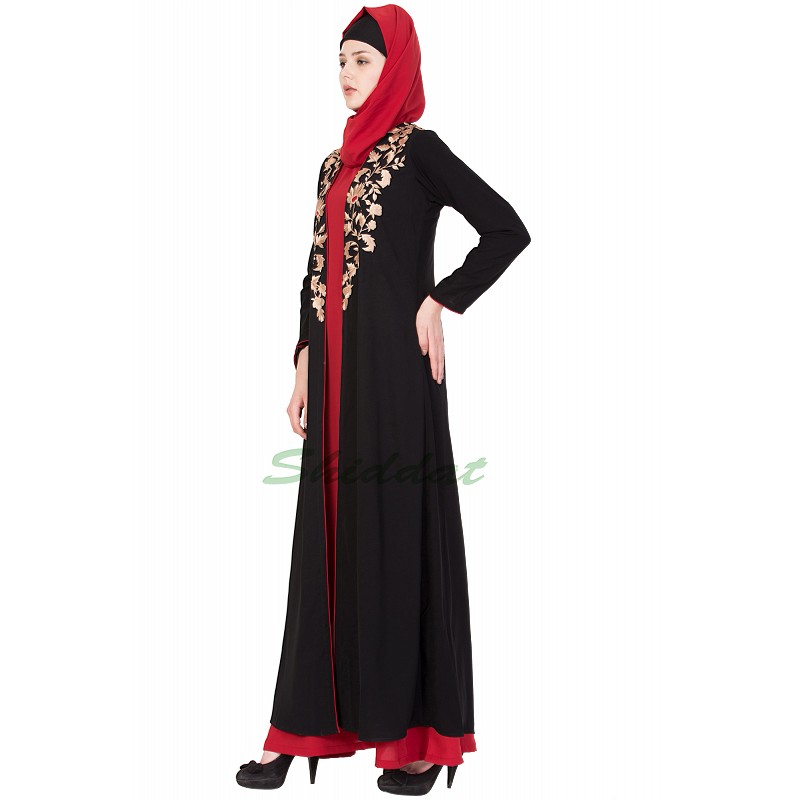 Double layered abaya- Buy kimono embroidered abaya , burqa, naqab onli...