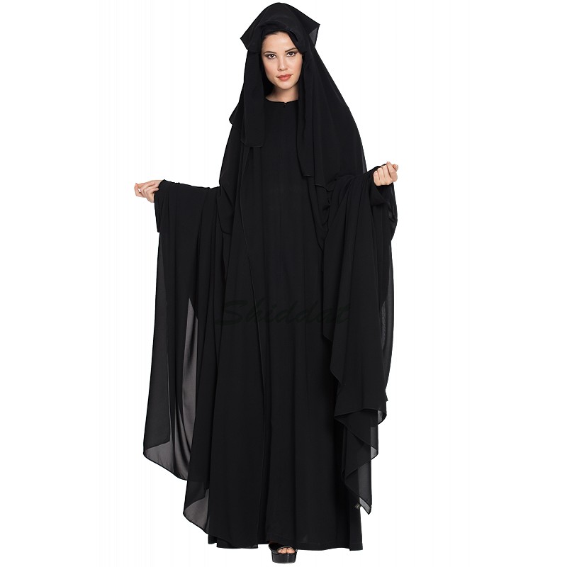 Burqa- Buy Black color Burqa with 3 layers Niqab at www.shiddat.com