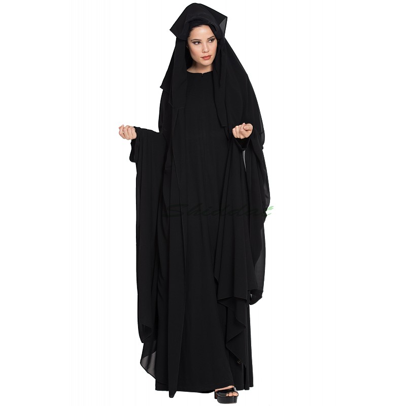 Burqa- Buy Black color Burqa with 3 layers Niqab at www.shiddat.com