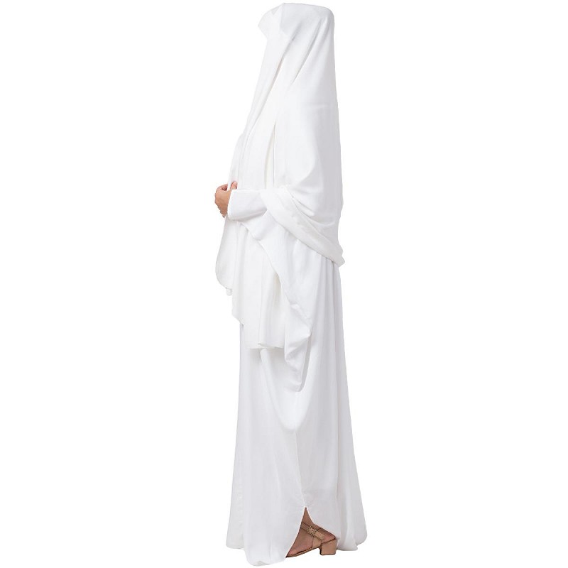 White Kaftan abaya- kaftan burqa with an Irani Chadar at shiddat.com