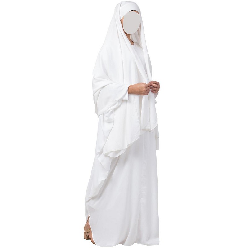 White Kaftan abaya- kaftan burqa with an Irani Chadar at shiddat.com