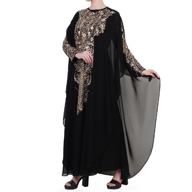 Designer dress abaya- Designer Bridal embroidery abaya at www.shiddat.com