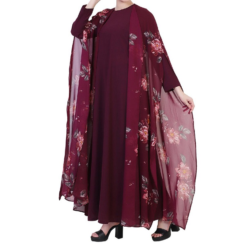 Printed abaya -Double layered abaya -Designer abaya