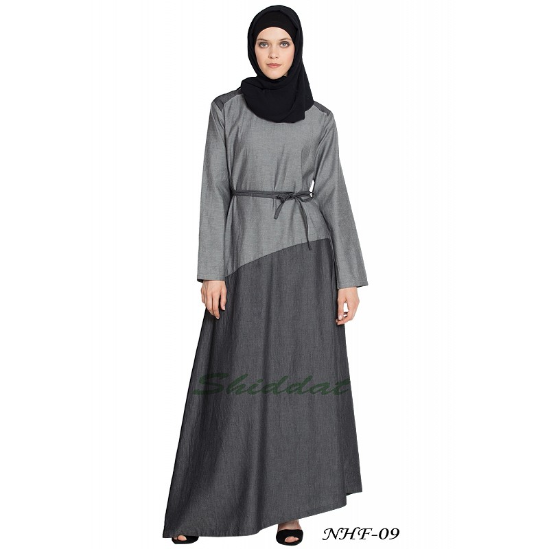 Abaya- Casual denim abaya online at www.shiddat.com