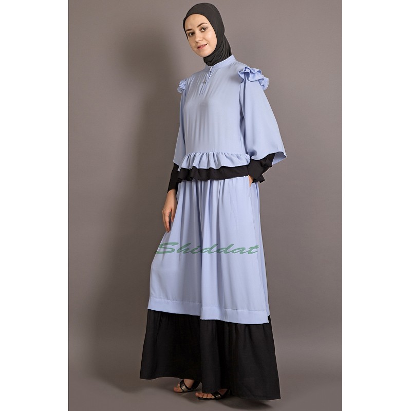 Abaya online in India- Contrast frilled funky Abaya