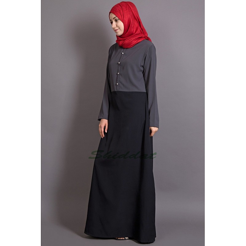 Burqa online in India - In two contrast part| Poly Crape |Grey- Black
