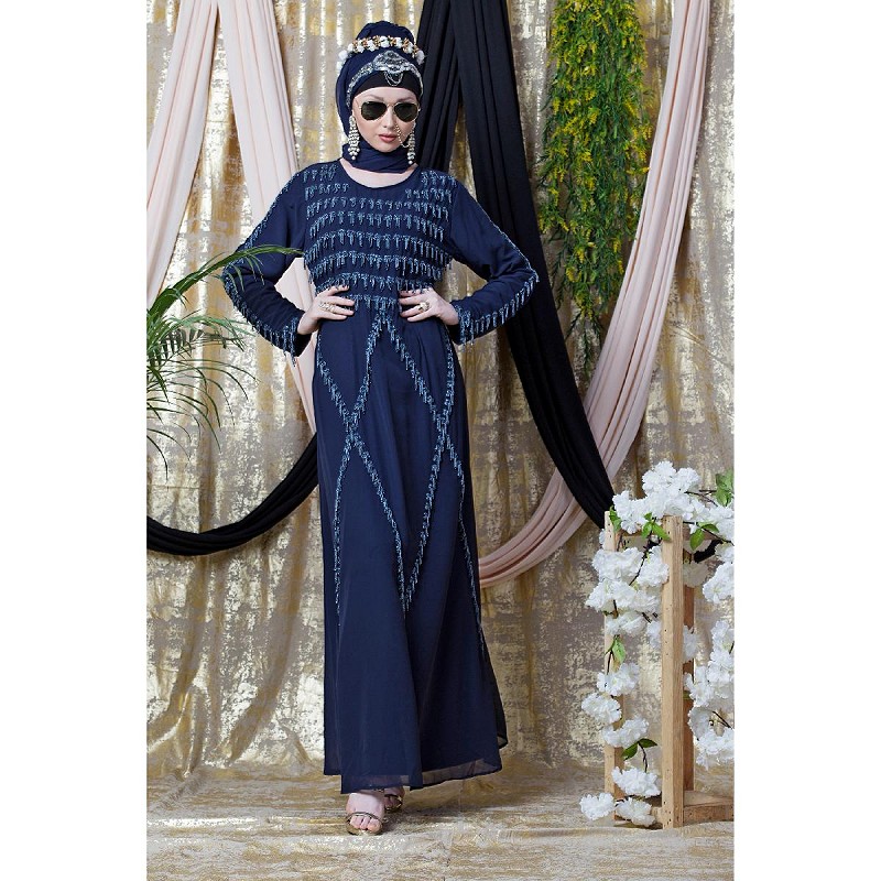 Abaya online in India- Party wear hand embroidered abaya with full sleeves