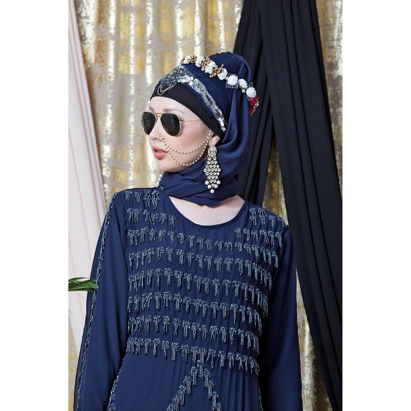 Abaya online in India- Party wear hand embroidered abaya with full sleeves