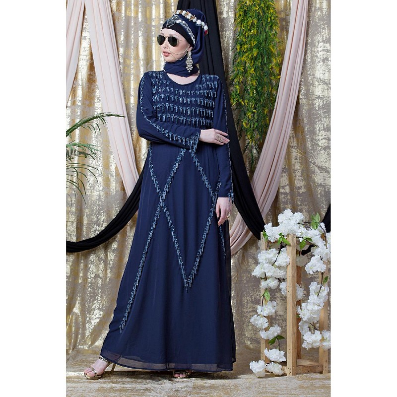 Abaya online in India- Party wear hand embroidered abaya with full sleeves