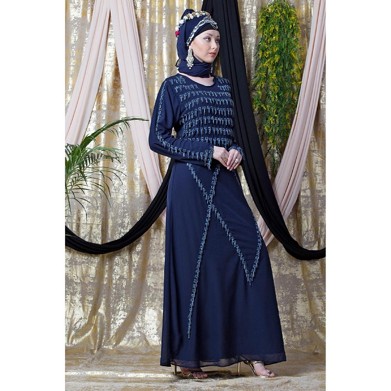 Abaya online in India- Party wear hand embroidered abaya with full sleeves