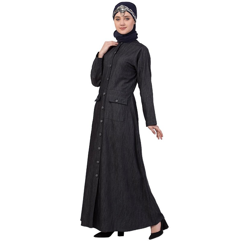 Denim abaya-buy denim abaya for daily wear | College abaya with frill