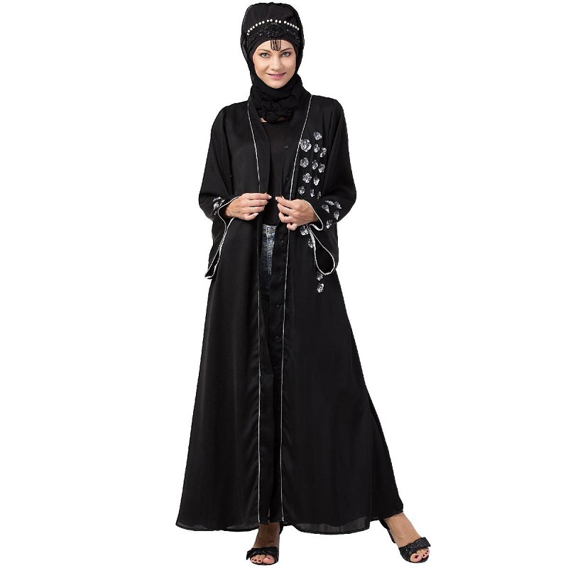 Front open Abaya- Buy embroidery abaya at www.shiddat.com