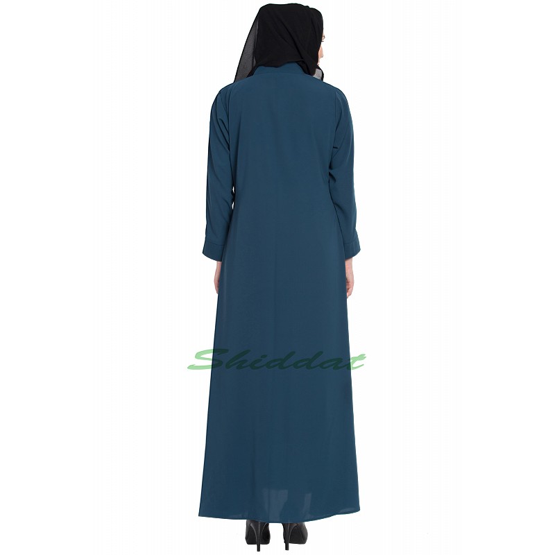 Front-open abaya online - Blue colored abaya with full buttons at www.s...
