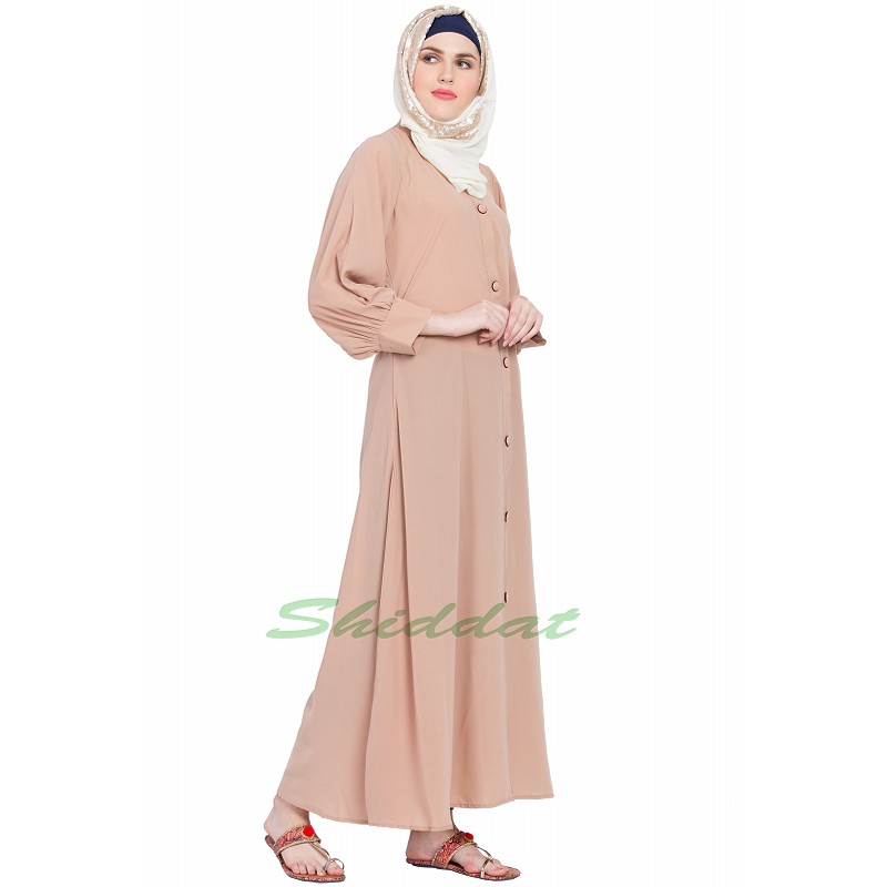 Front open abaya in Peach color | A line design | Burqa online in India
